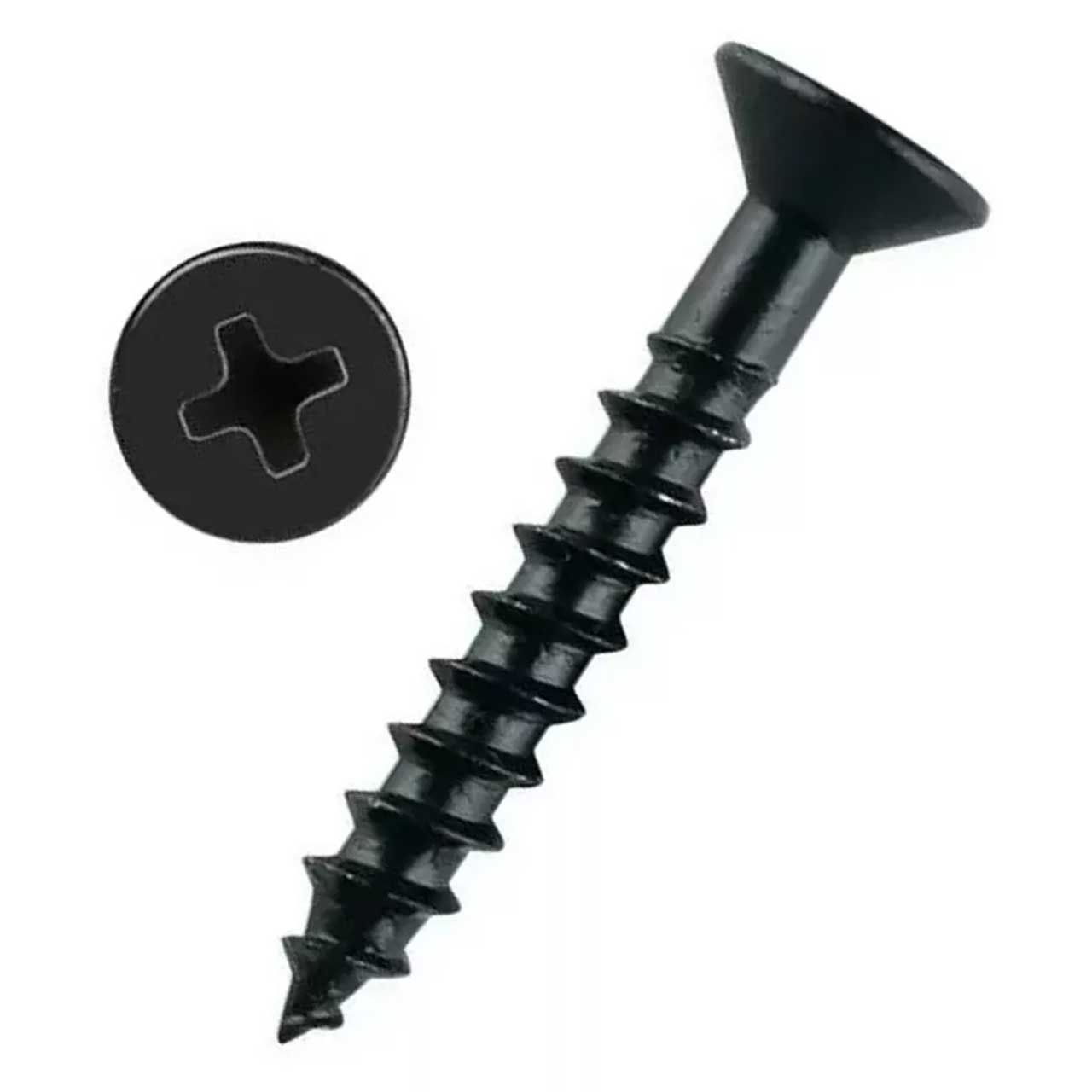 Parafuso Madeira Chipboard Cabeça Chata Phillips Zincado Preto 4,0 x 20 ...