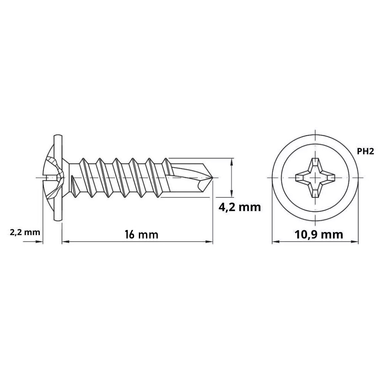 Parafuso Auto Brocante Cabeça Flangeada Phillips Inox 4,2 x 16 Din 7970 ...