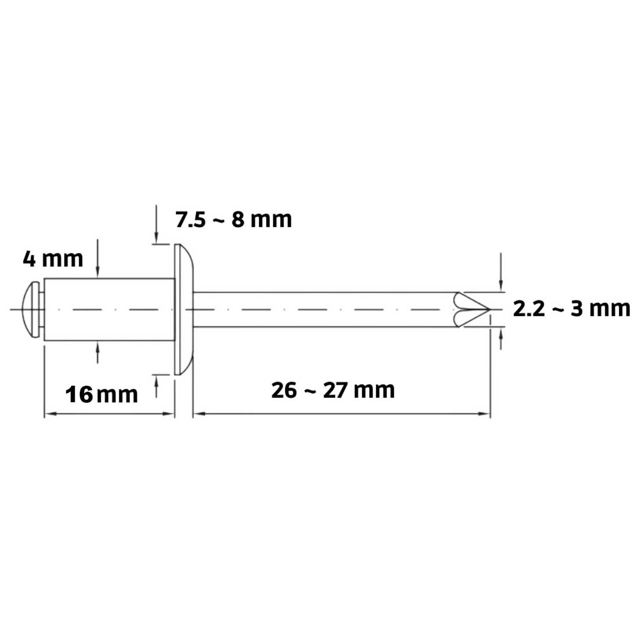 Rebite POP de Repuxo Alumínio Branco 416 4,0 x 16 - Mixpar Parafusos ...