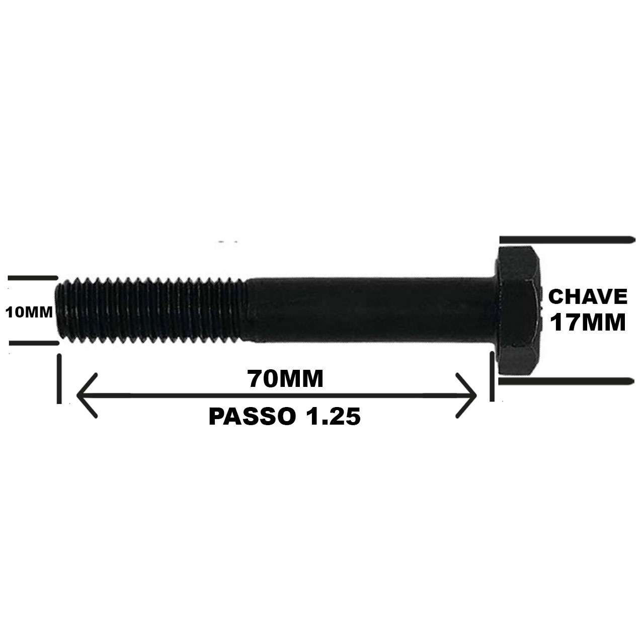 Parafuso Sextavado Aço 8.8 M10 x 70MM MB 1,25 DIN 960 - Mixpar ...