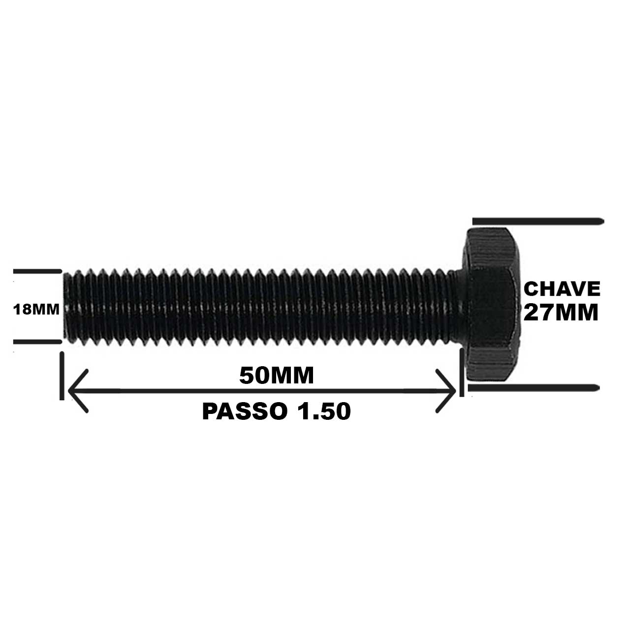 Parafuso Sextavado Aço 8.8 M18 x 50MM MB DIN 961 PASSO 1.50 - Mixpar ...