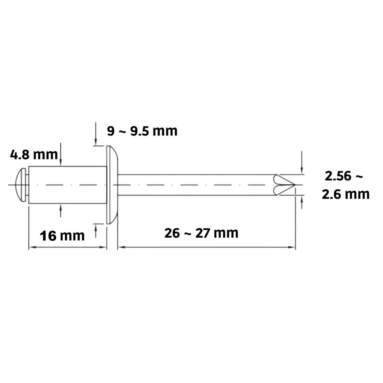 Rebite POP de Repuxo Alumínio Preto 516 4,8 x 16 - Mixpar Parafusos ...