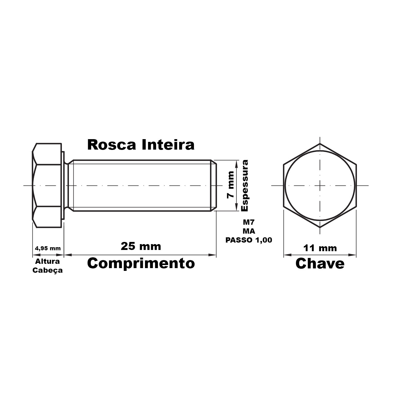 Parafuso Sextavado Aço 8.8 M7 x 25MM MA DIN 933 - Mixpar Parafusos ...